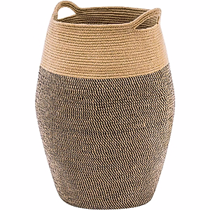Tall Laundry Basket, 105L Large Laundry Hamper with Handles Tall Wicker Jute Woven Storage Basket for Dirty Clothes Blankets Towels - 25.6x 19.3 inches