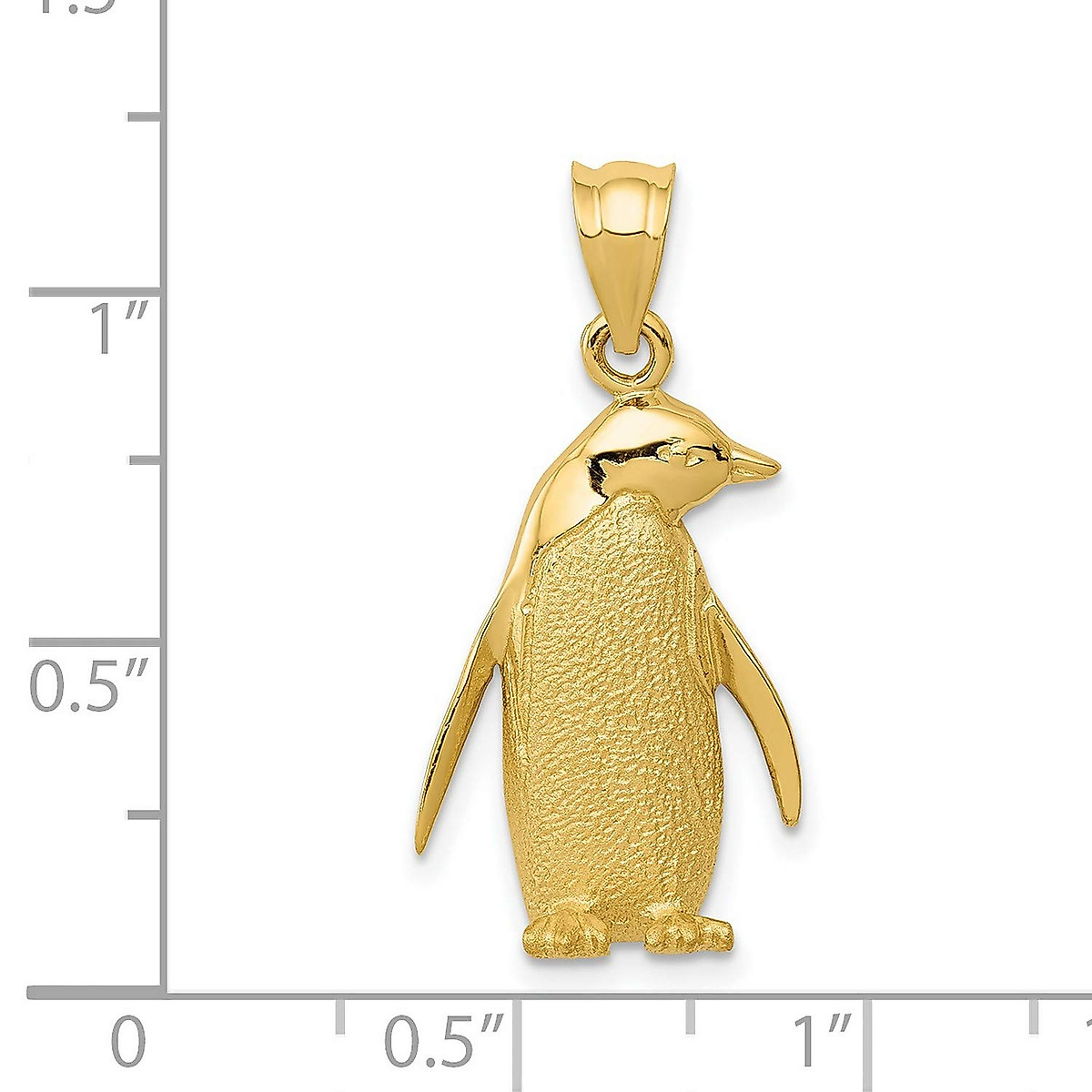 Jewelry Stores Network 14k Yellow Gold Textured Standing Penguin Pendant 27 mm x 14 mm