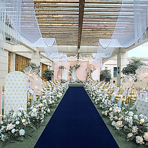 FUHSY Navy Blue Aisle Decorations for Wedding Ceremony 4FT Wide Aisle Runner 25FT Long Wedding Aisle Runners Velvet Fabric Linen Carpet Runner with Carpet Tapes Church Carpet Rug for Beach Outdoors