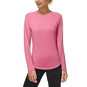 (Size:L) 2 Pack Womens Long Sleeve UV Sun Shirts UPF 50+ Workout Swim Rash Guard Tops