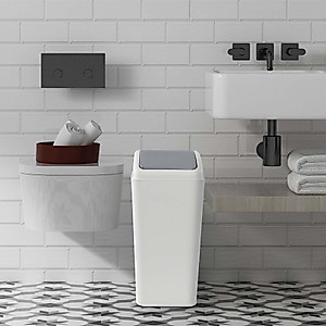 Fiazony 3-Pack 4 Gallon Plastic Trash Can, Garbage Can with Swing-top Lid, Gray