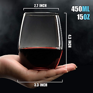 Season STORY Crystal Stemless Wine Glasses Set of 4-15 oz, Red Wine Glasses, Copas De Vino De Cristal Elegantes, Chardonnay Wine Glasses, pinot noir wine glass set, gift set for wedding, birthday