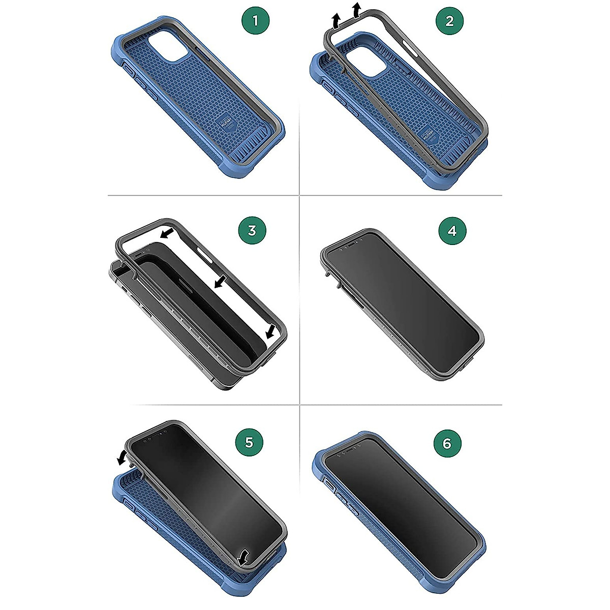 ENCASED Falcon Armor Designed for OnePlus 9 Case with Screen Protector, Protective Full Body Cover with Built-in Screen Guard (Black) (OnePlus 9)