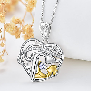 PELOVNY Mother's Day Gifts Mother Daughter Necklace Sterling Silver with CZ Mothers Day Gifts from Daughter Mom Jewelry Gifts for Women