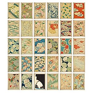 Vintage Art Postcards set of 30 Post card of Japanese Artist Korin Furuya Art Sea variety pack Famous Painting Scenery,4 x 6 Inches