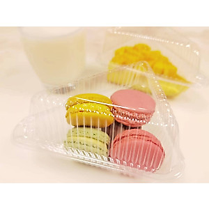 200 Pcs Transparent Cake Slice Containers with Lids Clear Plastic Trays with Hinged Lid Clear Medium Hinged Lid Cheesecake Container Disposable to Go Box Food Containers for Store Your Food