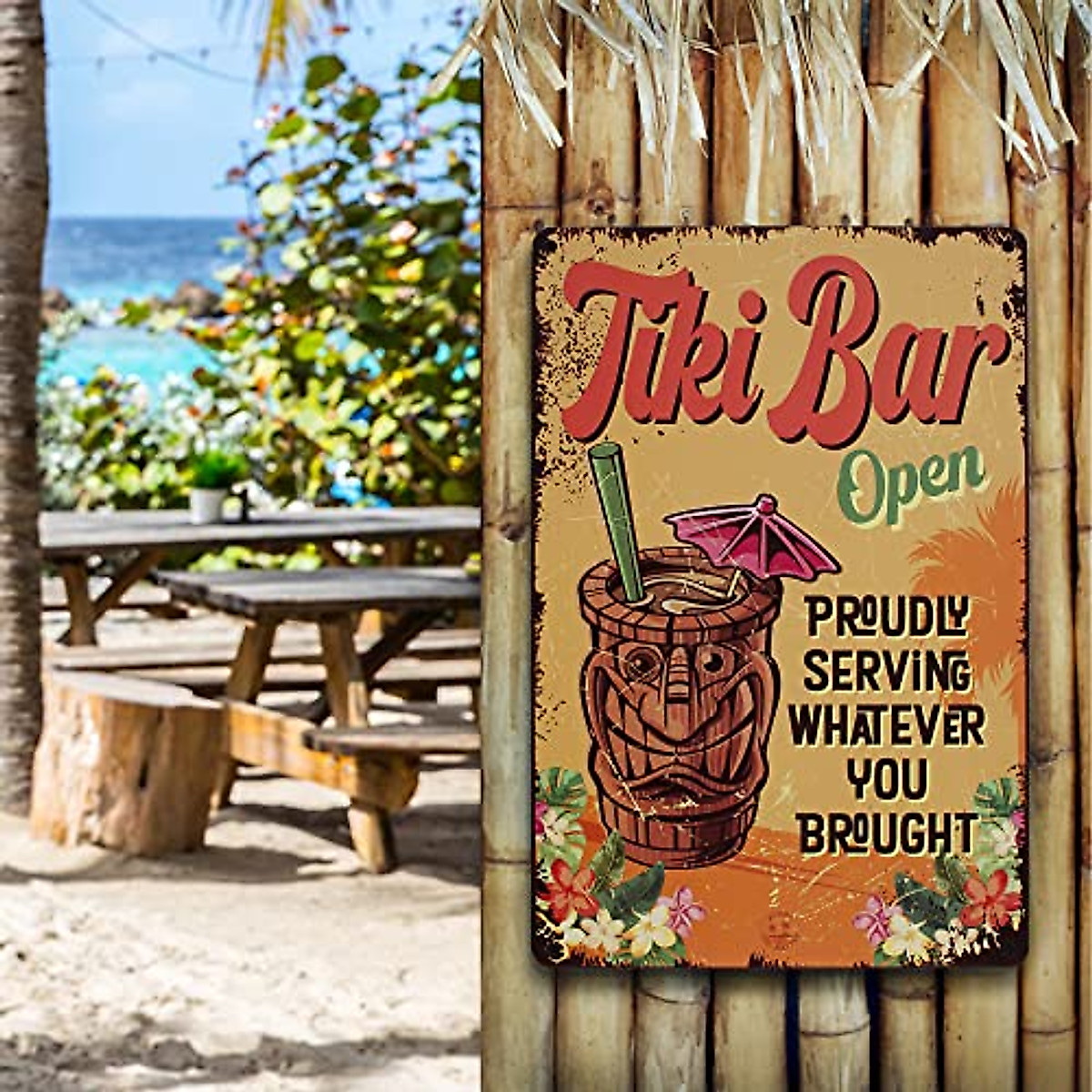 Tiki Bar Decor 3PC Set, Fun Tiki Bar Signs for Your Tiki Bar, 8" x 12 ...