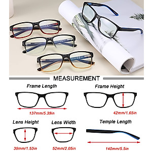 Reading Glasses for Men 4-Pack Stylish Computer Readers with Spring Hinges, Anti Glare/Eye Strain Filter UV Ray Blue Light Blocking Two-Tone Reader Eyeglasses,+1.5 Magnification Strength