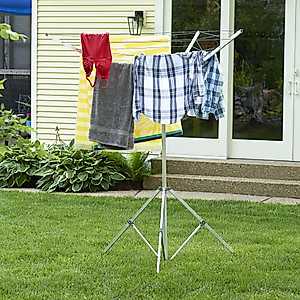 Household Essentials 17125-1 Portable Umbrella Drying Rack | Aluminum | 18-Lines with 64 ft. Clothesline