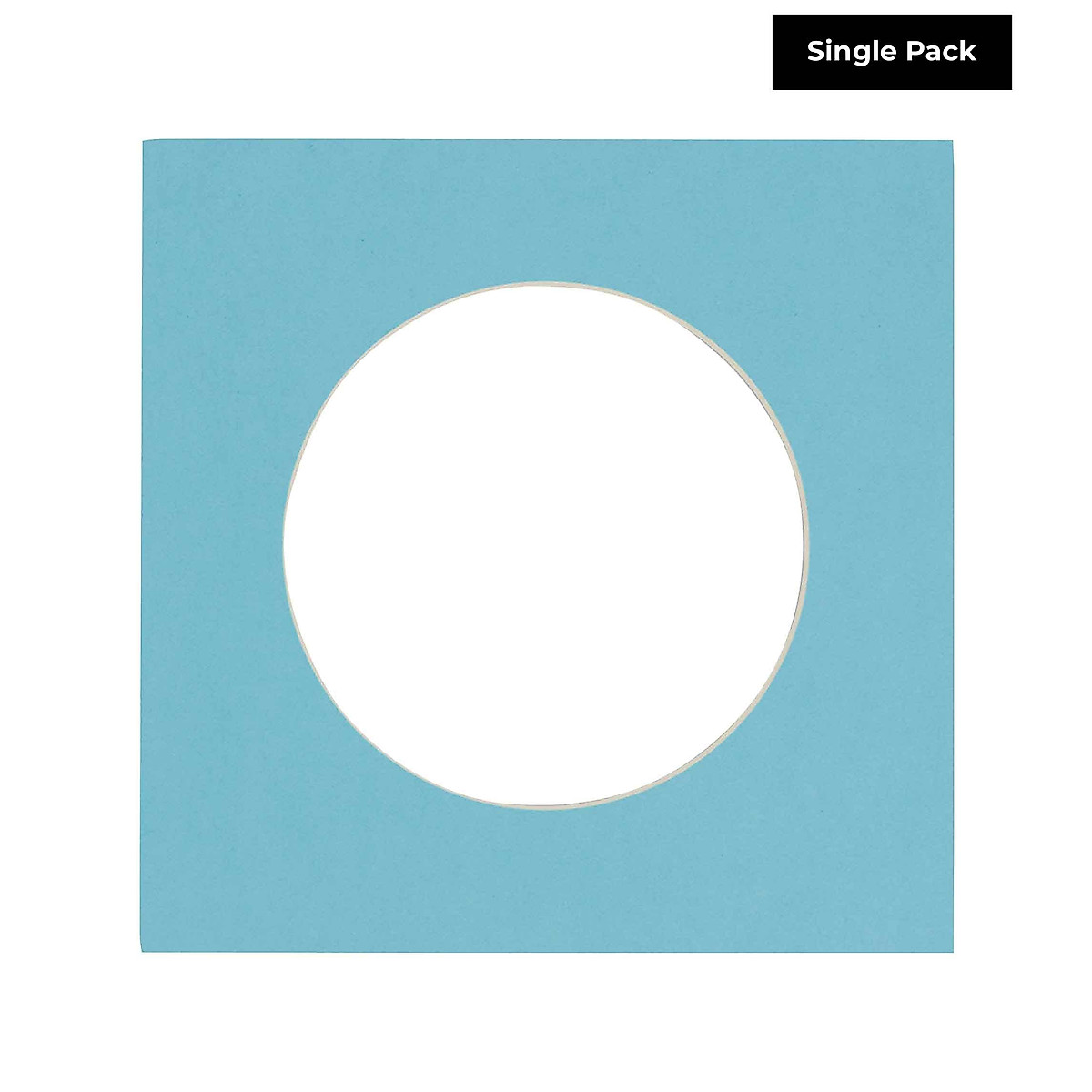 10x10 Mat Bevel Cut for 6x6 Photos - Precut Aqua Blue Circle Shaped Photo Mat Board Opening - Acid Free Matte to Protect Your Pictures - Bevel Cut for Family Photos, Pack of 1 Matboard Show Kit with