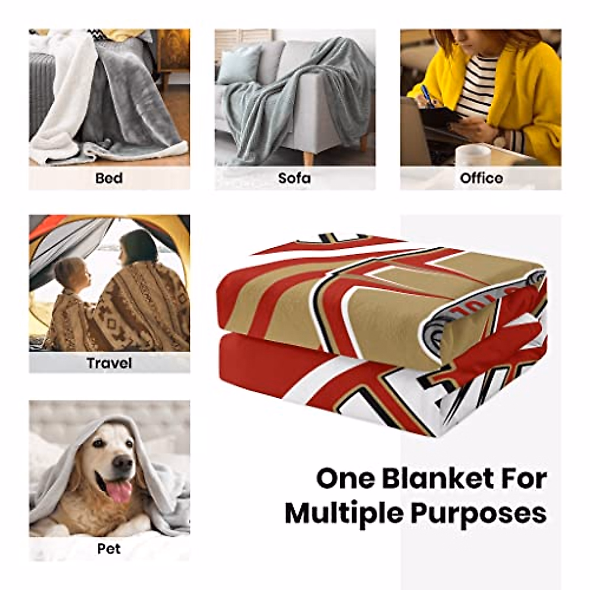 Yieking Custom Gifts for Men Football City Blanket for Bed Add Name and Number Throw Blankets, 40" x 50", 50" x 60", 60" x 80"