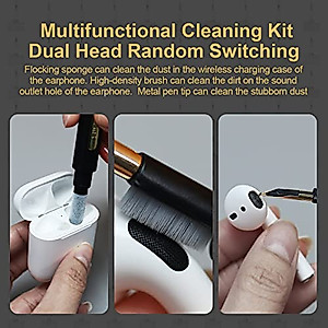 Hagibis Cleaning Soft Brush Charcoal Infused Bristles Keyboard Cleaner 5-in-1 Multi-Function Cleaning Tools Kit Corner Keycap Puller Remover Multi Brush for PC Laptop Airpods Pro Camera Lens (Black)