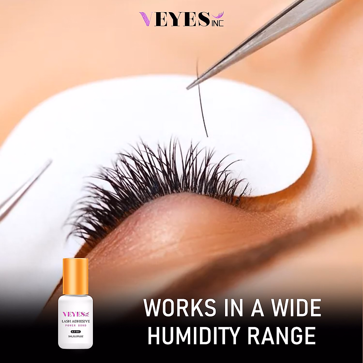 VEYES INC Eyelash Extension Glue 0.3 Sec Drying (0.17fl.oz / 5ml)/Up to 8 Weeks Retention Lash Adhesive for Extension Professional Use Only