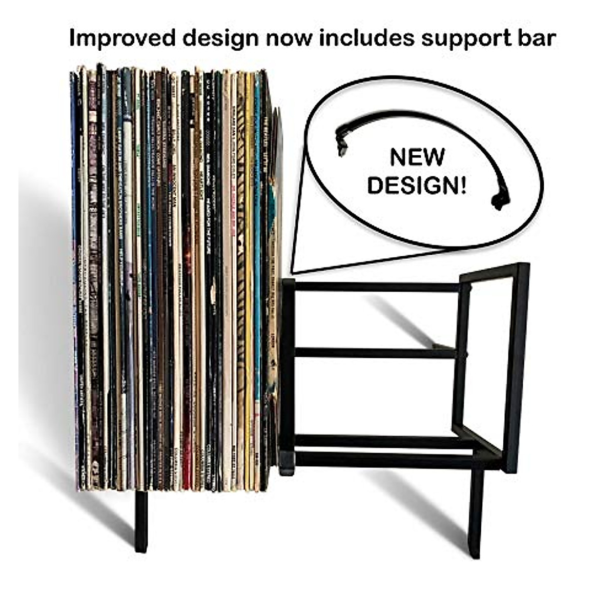 MODERN VINYL Record Holder - Matte Black Metal - 80-100 LP Storage - Simple, Quick Assembly - Vinyl Display, Storage - High-End Design - Protects Vinyl - Organize Albums - Book, Magazine, Files