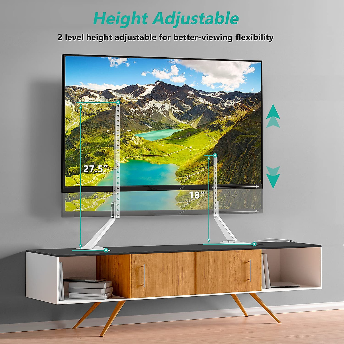 WALI Universal TV Stand, TV Stand for Living Room Mounting for 22 to 65 inch Television up to 110lbs, Small TV Legs with Mounting Holes up to 800x500mm(TVS001-W), White