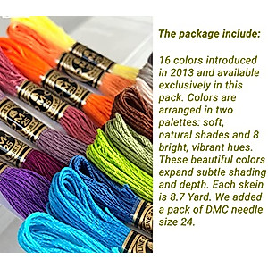 DMC Embroidery Floss, DMC Embroidery Thread Pack,Exclusive Colors,Kit Bundle with Cross Stitch Hand Embroidery Needles Size 24.Premium Supplies for Embroidery String,Yarn Set,DMC Cross Stitch Threads