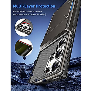 COOYA for Samsung S23 Ultra Case Wallet 5 Credit Card Holder ID Slot Flip Cover Galaxy S23 Ultra Wallet Case Back Pocket Protective Hard Rubber Bumper for Samsung Galaxy S23 Ultra 6.8 Bronze Gunmetal