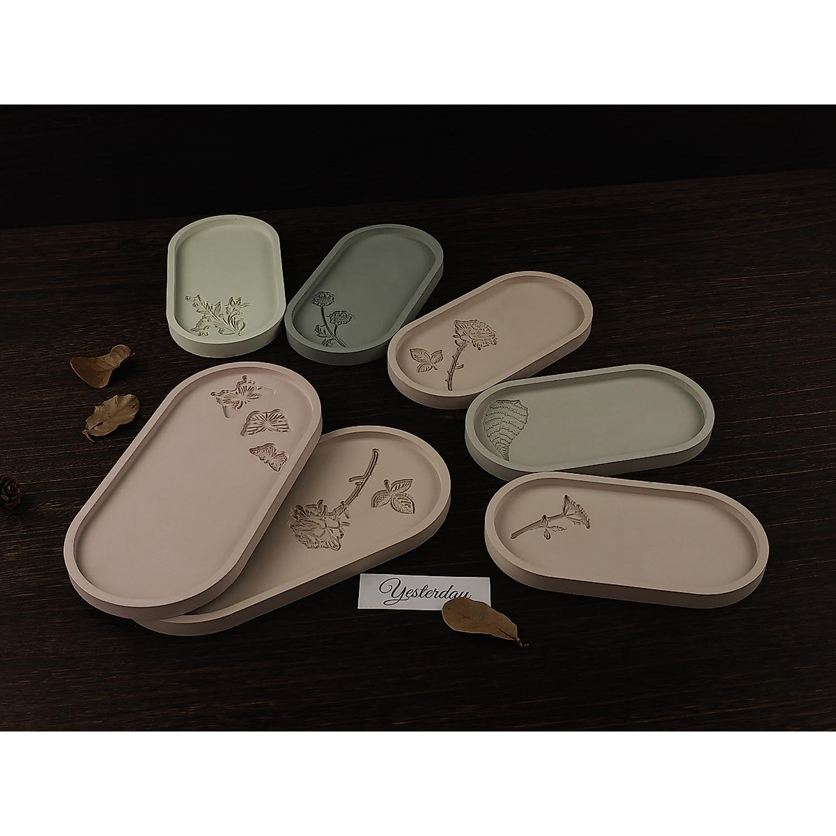 6 Set Tray Silicone Resin Mold Oval Flower Butterfly Shaped Epoxy Silicone Casting Plaster Mold Concrete Clay Tray for Cup Fruit Candy Vase Storage Holder, 3D DIY Display Decor Crafts