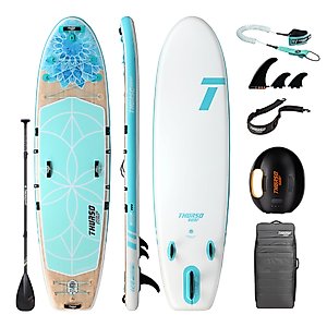 THURSO SURF Tranquility Yoga Inflatable Stand Up Paddle Board SUP 10'8 x 34'' x 6'' Two Layer Deluxe Package Includes Carbon Shaft Paddle/2+1 Quick Lock Fins/Leash/Pump/Roller Backpack