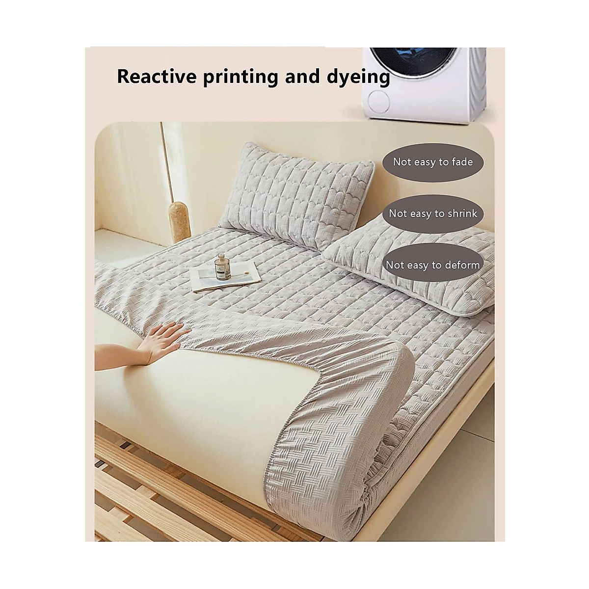 LFSPHQEC Quilted Fitted Mattress Protector 11"" Deep Mattress Pad Elastic Fitted Mattress Cover Mattress Topper for Twin Small Double Full Queen Super King Bed(Green,90x200+28cm)