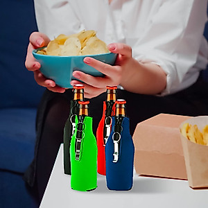 Funny Guy Mugs Premium Plain Collapsible Neoprene Bottle, Mullti-Colored, Set of Four With Bottle Openers