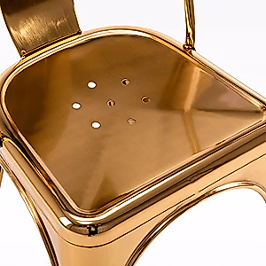 MFD LIVING 18 Inch Metal Dining Chair, Indoor Outdoor Patio Chair with Rustless, Stackable Chair for Restaurant Dining Room Chair Set of 4 (Gold)