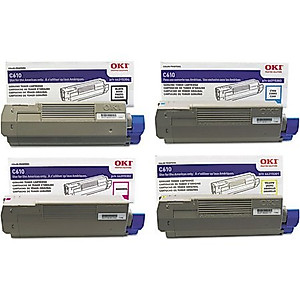 OKI Toner Set for C610 Series Printers. Full Set of 4 Genuine OKI Toner Cartridges. 44315301 Yellow, 44315302 Magenta, 44315303 Cyan, 44315304 Black. Type C15 - 6K Yield on colors, 8K Yield on Black