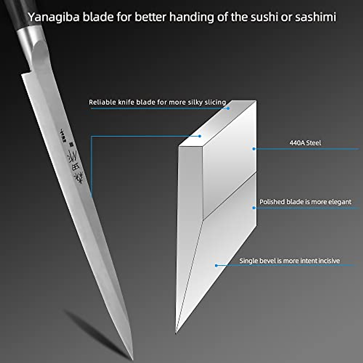 CHUYIREN Sushi Knife Sashimi Knife- 9.5 inch(240mm) 2PK, Wooden Handle And Wenge Wood Handle