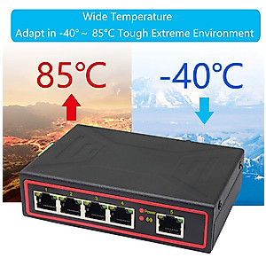 CERRXIAN Industrial 5 Port Ethernet Switch DIN-Rail, 10/100M Network Switch Support IEEE802.3 - Transmission Distance 820.2ft