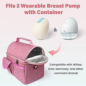 Wearable Breast Pump Bag with Cooler, Compatible with Willow, Elvie, Momcozy Breast Pump, Insulated Storage Container Case for Hand Free Breast Pump