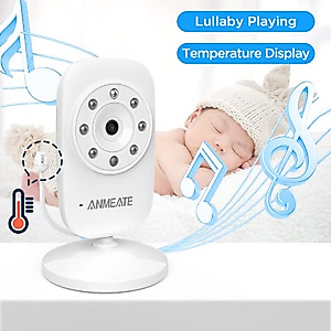 ANMEATE Video Baby Monitor with Digital Camera, Digital 2.4Ghz Wireless Video Monitor with Temperature Monitor, 960ft Transmission Range, 2-Way Talk, Night Vision, High Capacity Battery