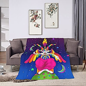 Neon Rainbow Baphomet Blanket Throw Blanket Soft Warm Lightweight Cozy Plush Blanket for Bedroom Living Rooms Sofa Couch Bed Gifts 60"X50"