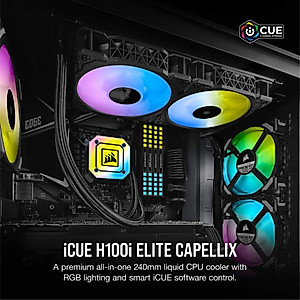 Corsair iCUE 4000X RGB Mid-Tower ATX PC Case - BlackCorsair iCUE H100i Elite Capellix Liquid CPU Cooler