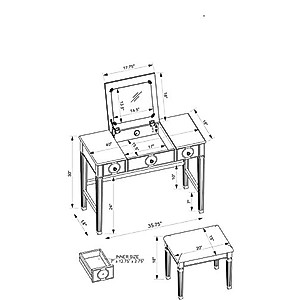 Linon Home Décor Vanity Set Silver