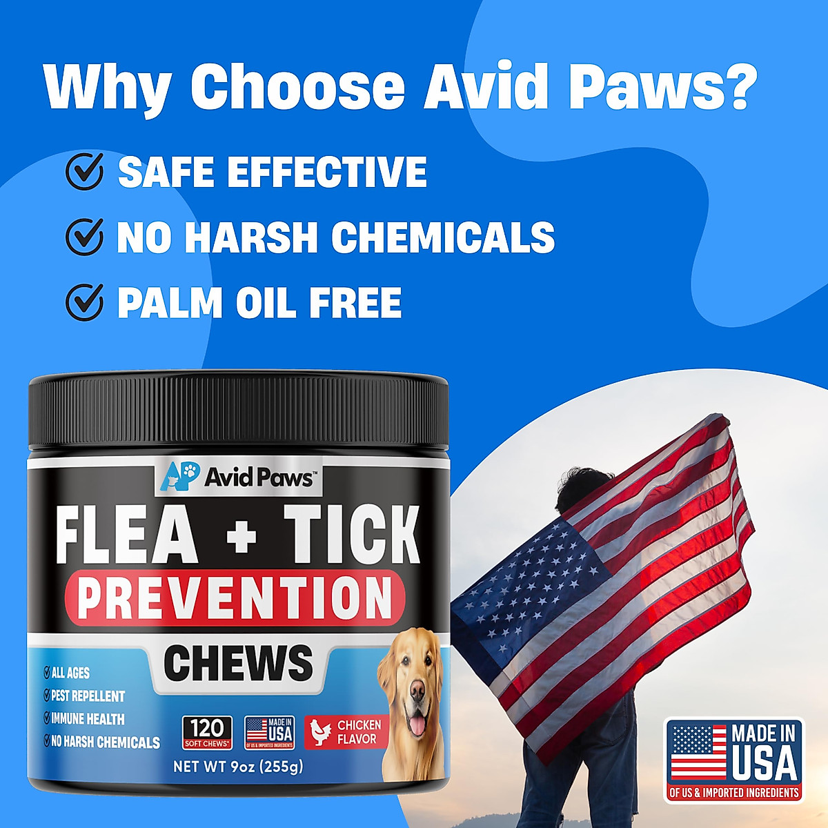 Natural Flea and Tick Prevention for Dogs - Dog Flea and Tick Treatment Chewable - Safe Flea Treatment Dogs of All Breeds & Ages - Flea Chews for Dogs - Flea Pills for Dogs for Dog Flea & Tick Control