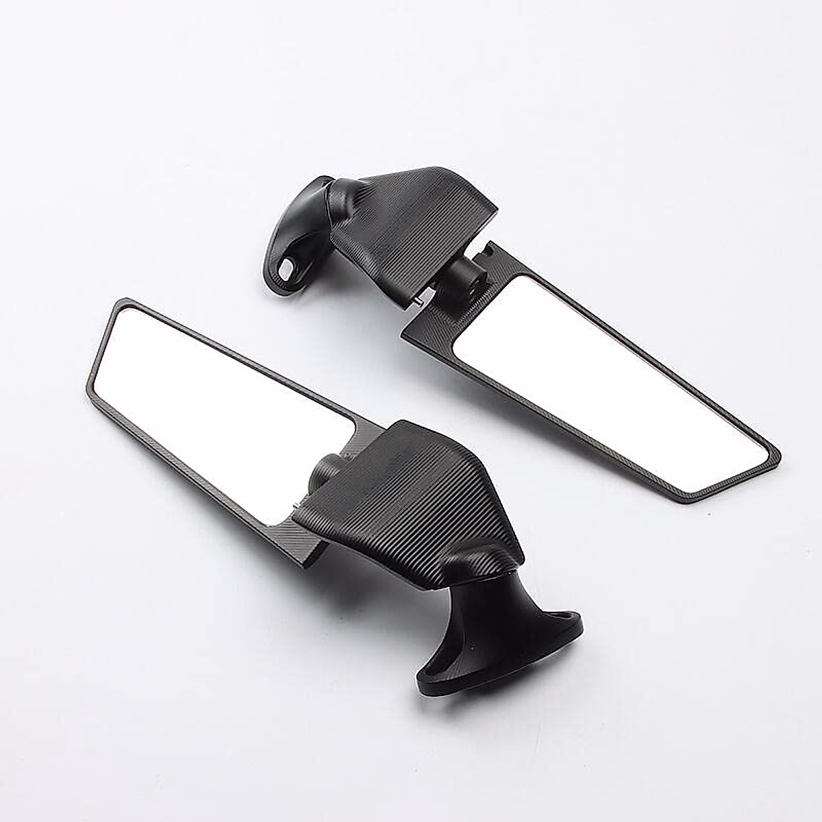 Motorcycle Wind Wing Rear View Side Mirrors, 1 Pair Black Rotating Swivel Stealth Winglets Mirrors Fit for Kawasaki 2005 2006 2007 2008 Ninja ZX6R & Ninja ZX10R 2004-2007