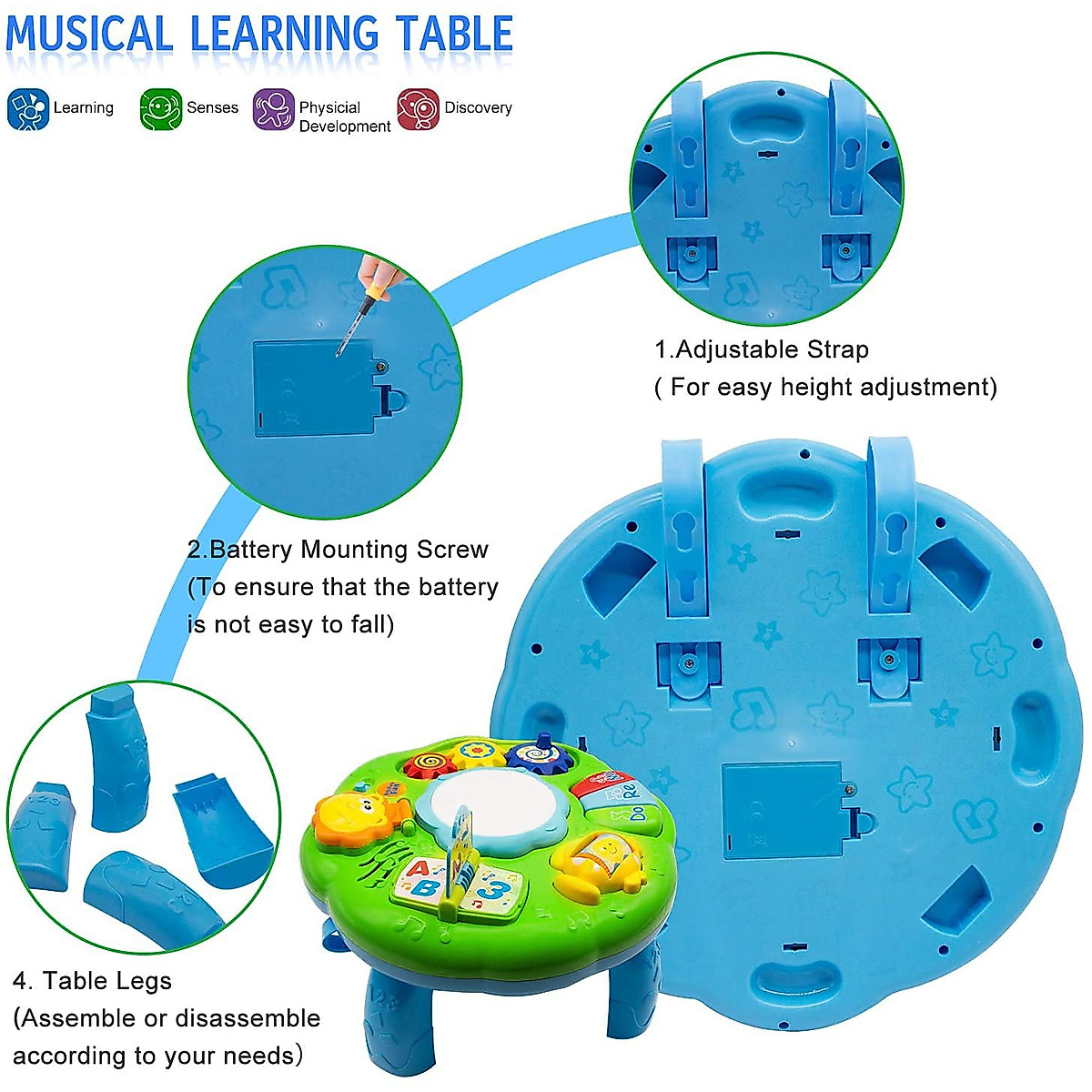 Baby Toys, Musical Learning Table Activity Center for Babies Infant Toddler Year 1 3 6 12 18 Months