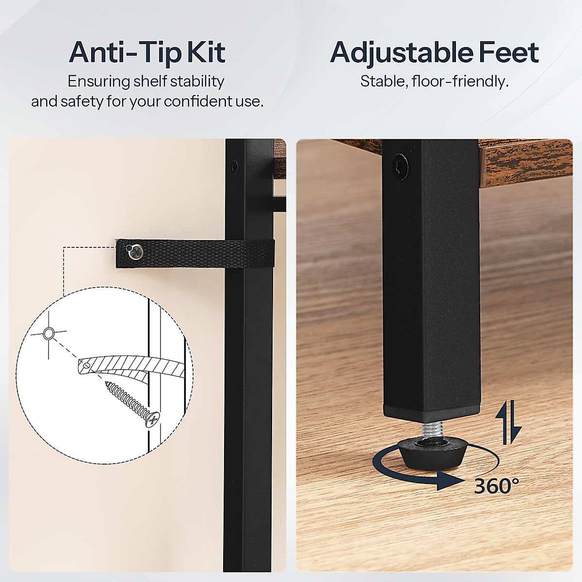 HOOBRO 3-Tier Ladder Shelf, Floor Standing Bookshelf, Storage Shelf with Drawer, Bookcase, Corner Bookshelf, Space Saver, for Bathroom, Living Room, Study, Office, Rustic Brown and Black BF09CJ01