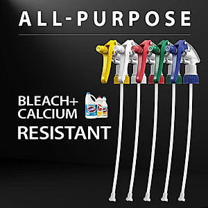 Bar5F Leakproof 5-Pack Heavy-Duty Chemical Resistant Nozzle Spray Heads Industrial and Household Window Cleaning Janitorial Supply Low-Fatique Trigger