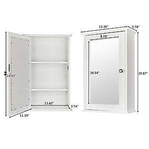 IFFANY Mirror Door Wall Mount Hanging Medicine Cabinet Bathroom Storage Shelf Organizer