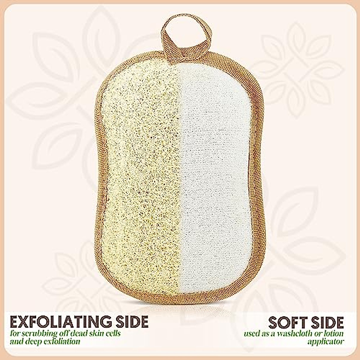 Almooni Premium Exfoliating Loofah Pad Body Scrubber, Made with Natural Egyptian Shower loofa Sponge- Bow Tie Shaped Loofah - 2 Count(1 Pack)