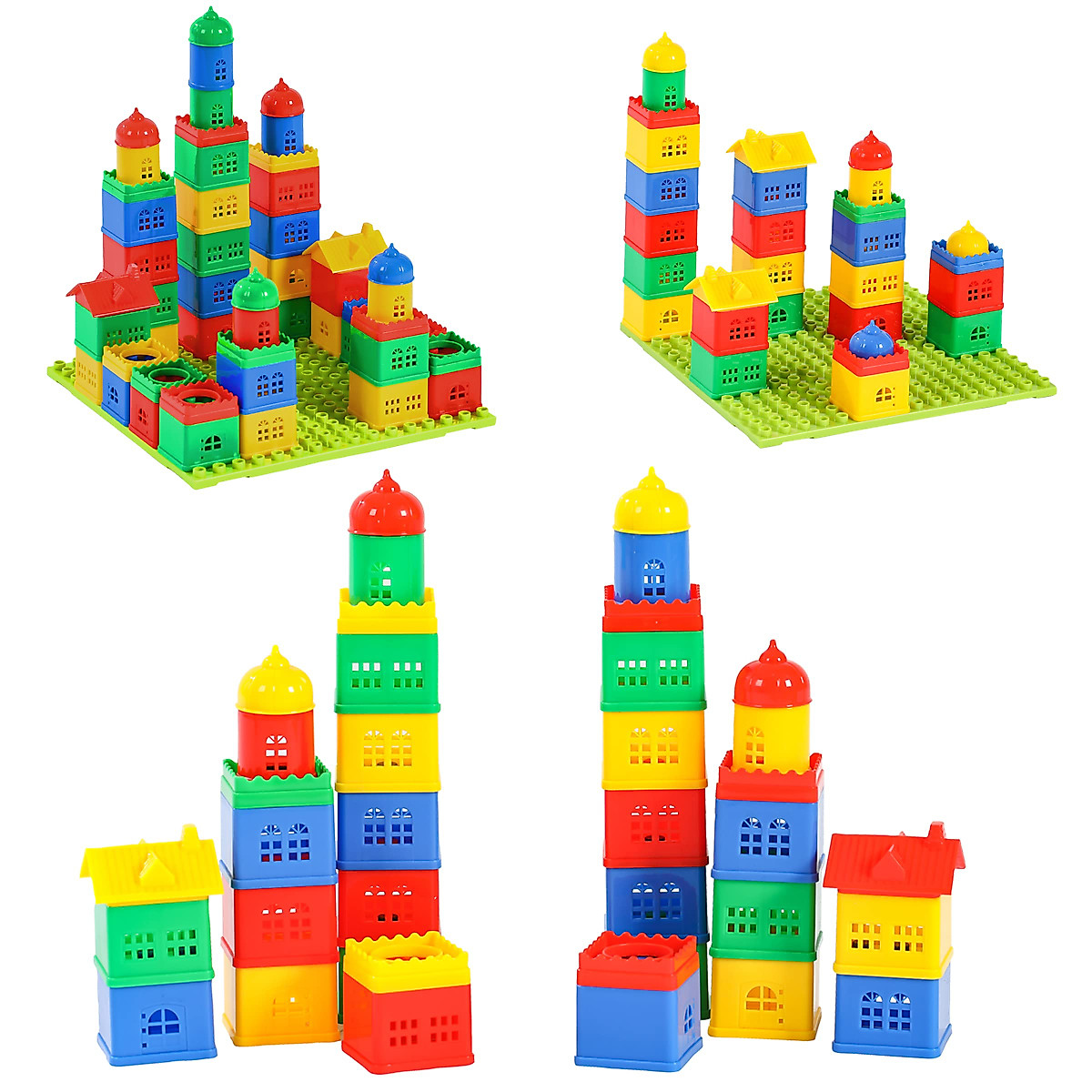 KUTOI Toddler Building Blocks for Kids Ages 4-8, Toddler Blocks Stacking Toys, Fun House Big Blocks Building Sets with 10” x 10” Baseplate, Educational Daycare Toys