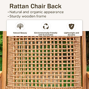 PHI VILLA 9 PCS Acacia Wood Outdoor Dining Set for 8, Teak Rectangle Wooden Table & Dining Chairs with Wicker Seat and Back, Farmhouse Dining Furniture Set for Patio, Deck, Yard, Porch