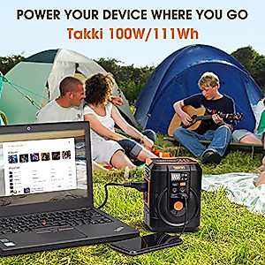 111Wh Portable Power Station, Takki Camping Solar Generator Power Bank with AC Outlet USB DC Port, Portable Charger Battery Pack for Fan, Camping, Laptop, School, Home, Emergency Backup
