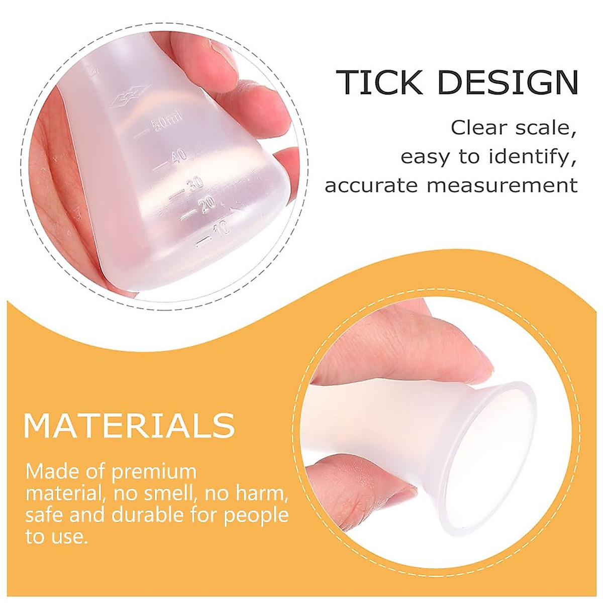 Laboratory Flask, Plastic Erlenmeyer Flask, Clear Scale Plastic Conical Flask 50ml Narrow Neck Without Cap for Lab Home (6pcs)