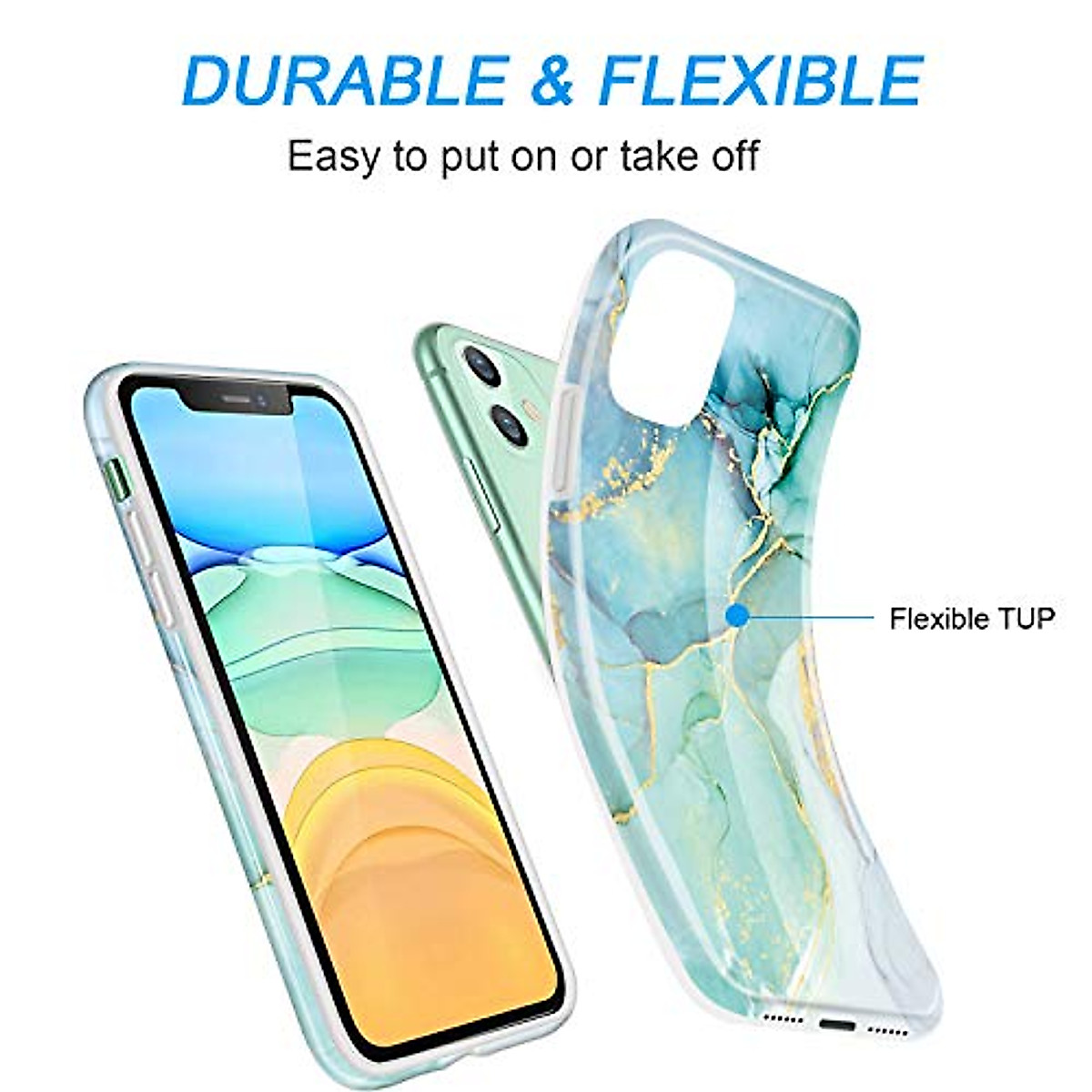 luolnh Compatible with iPhone 11 Case,iPhone 11 Marble Case,Brilliant Design Shockproof Flexible Soft Silicone Rubber TPU Bumper Cover Skin Case for iPhone 11 6.1 inch 2019 -Abstract Mint