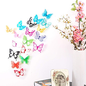95PCS Butterfly Wall Decals 3D Butterflies Wall Stickers Removable Mural Decals DIY Home Decoration Kids Room Bedroom Decor