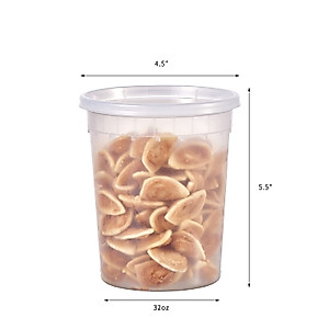 240 Set - 32 Oz Polypropylene Deli Food Storage Containers With Plastic Lids | Airtight Containers For Soup, Meal Prep, Slime | Microwave | Freezer Safe | BPA Free | Stackable | Leakproof