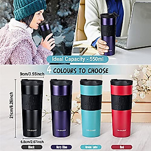 HASAGEI Travel Mugs for Hot Drinks, Insulated Coffee Mug with Leakproof Lid BPA-Free Coffee Travel Mug, Vacuum Insulation Stainless Steel Cup for Hot and Cold Coffee and Tea (Nevy Blue, 550ml/19oz)