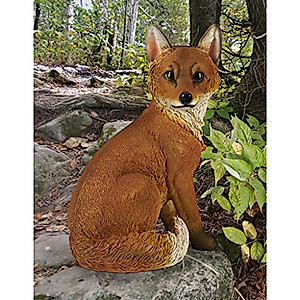 Design Toscano QL56241 Woodie The Woodland Fox Garden Animal Statue, 14 Inch